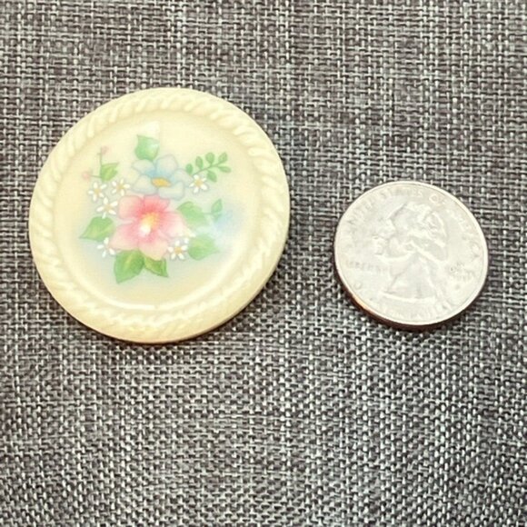 Avon | Jewelry | Vintage Avon Floral Brooch Pin 75 In Cream Pink Blue ...
